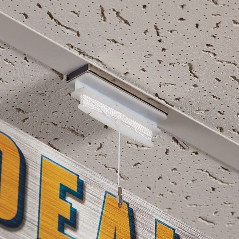 Magnetic Ladderless Ceiling Sign Clip Holder & Cord - 50/case